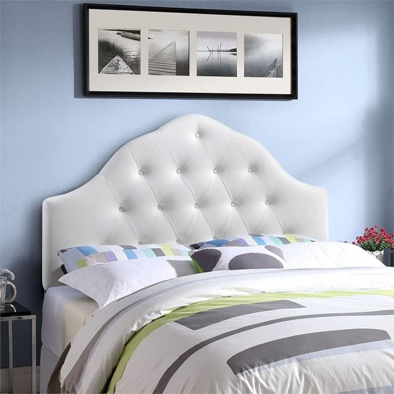 Modway Sovereign Tufted Button Faux Leather Upholstered Full Headboard in White