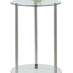 Convenience Concepts Designs2Go Classic Glass 2 Tier Round End Table, 15.75(L) x 15.75(W) x 24.41"(H)