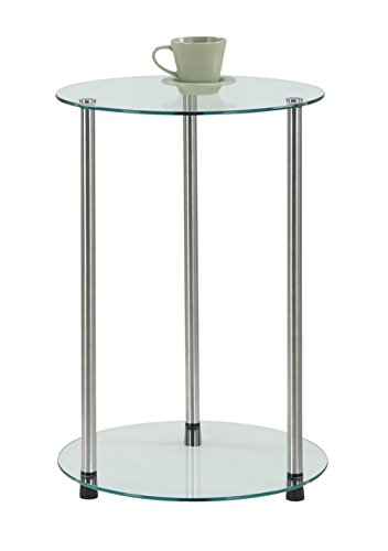 Convenience Concepts Designs2Go Classic Glass 2 Tier Round End Table, 15.75(L) x 15.75(W) x 24.41"(H)