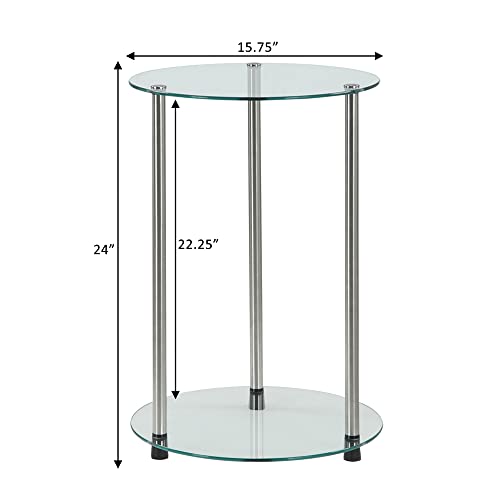 Convenience Concepts Designs2Go Classic Glass 2 Tier Round End Table, 15.75(L) x 15.75(W) x 24.41"(H)