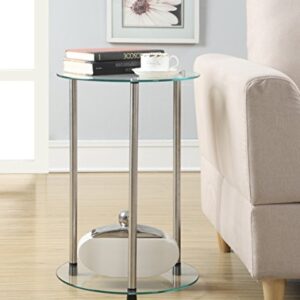 Convenience Concepts Designs2Go Classic Glass 2 Tier Round End Table, 15.75(L) x 15.75(W) x 24.41"(H)