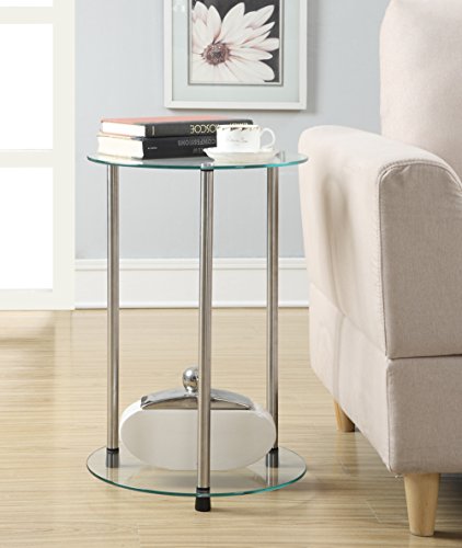 Convenience Concepts Designs2Go Classic Glass 2 Tier Round End Table, 15.75(L) x 15.75(W) x 24.41"(H)