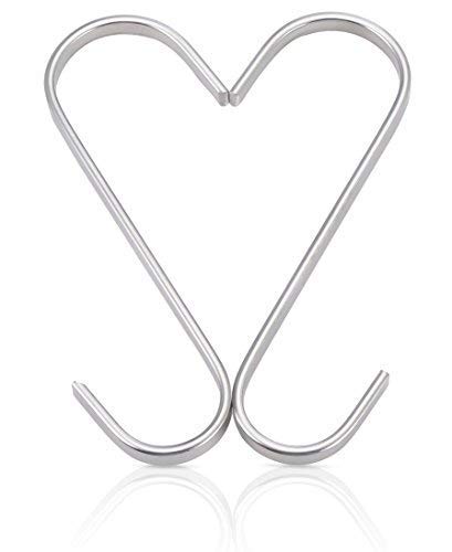 Pro Chef Kitchen Tools Flat Hanging Hooks - Pot Racks S Hook 10 Pack Set - Hang Display Jewelry - Metal Utility Hooks for Outdoor Storage Organization - Butcher Meat Hangers for Bacon Sausage Smokers