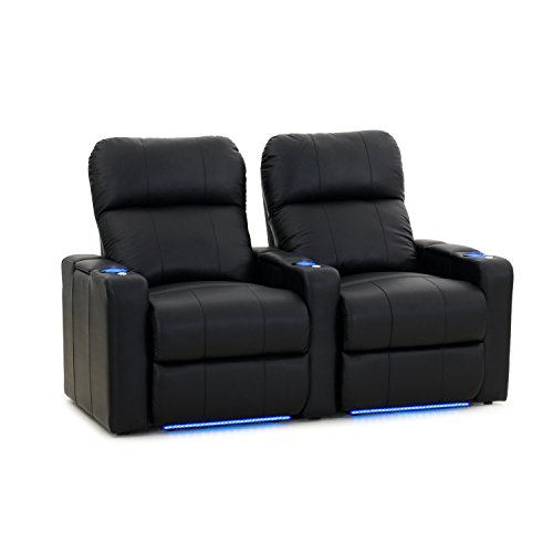 Octane Turbo XL700 Row of 2 Seats, Straight Row in Black Leather with Power Recline