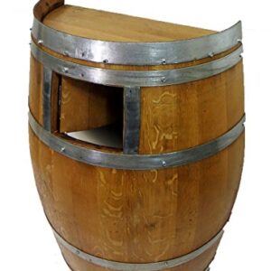 Wine Barrel Waste Receptacle, Lacquer Finished, 26" W x 14" D x 35" W