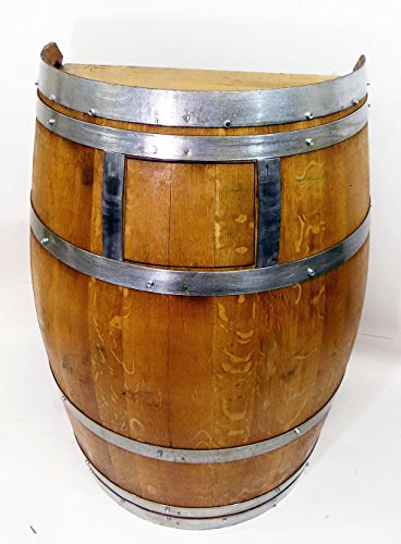 Wine Barrel Waste Receptacle, Lacquer Finished, 26" W x 14" D x 35" W