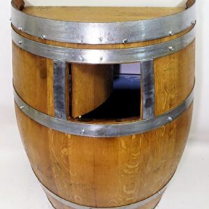 Wine Barrel Waste Receptacle, Lacquer Finished, 26" W x 14" D x 35" W