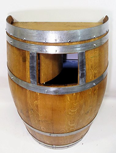 Wine Barrel Waste Receptacle, Lacquer Finished, 26" W x 14" D x 35" W