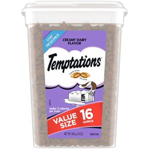 temptations classic crunchy and soft cat treats creamy dairy flavor, 16 oz. tub