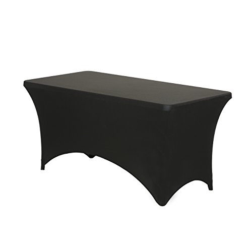 YOUR CHAIR COVERS - 6 ft Rectangular Fitted Spandex Tablecloths, Stretch Elastic Table Cover for Patio, Party, Birthday, Vendor, DJ, Massage Table - Black