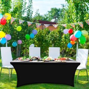 YOUR CHAIR COVERS - 6 ft Rectangular Fitted Spandex Tablecloths, Stretch Elastic Table Cover for Patio, Party, Birthday, Vendor, DJ, Massage Table - Black