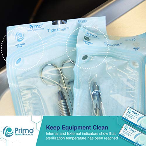 Primo Dental Products SP200 Self Seal Sterilization Pouches - Autoclave Sterilizer Bags for Dental Tools - Sterilization Bags for Nail Technicians & Tattoo Artists - Size: 2.25x4 Inches - Pack of 200