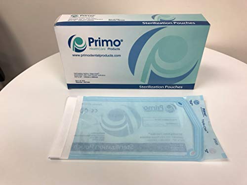 Primo Dental Products SP500 Self Seal Sterilization Pouches -Autoclave Sterilizer Bags for Dental Tools -Sterilization Bags for Nail Technicians & Tattoo Artists -Size: 5.25 by 10 Inches -Pack of 200