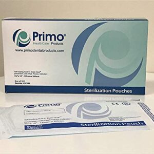 Primo Dental Products SP500 Self Seal Sterilization Pouches -Autoclave Sterilizer Bags for Dental Tools -Sterilization Bags for Nail Technicians & Tattoo Artists -Size: 5.25 by 10 Inches -Pack of 200