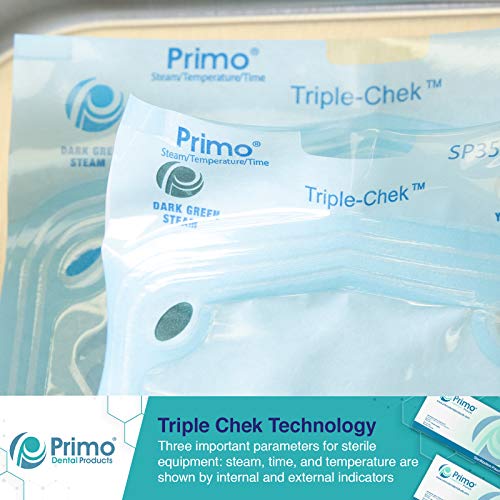 Primo Dental Products SP500 Self Seal Sterilization Pouches -Autoclave Sterilizer Bags for Dental Tools -Sterilization Bags for Nail Technicians & Tattoo Artists -Size: 5.25 by 10 Inches -Pack of 200