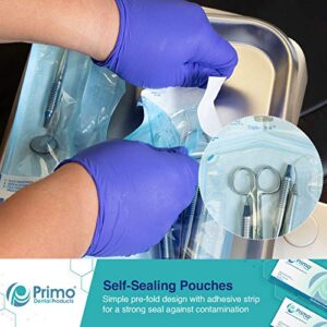 Primo Dental Products SP500 Self Seal Sterilization Pouches -Autoclave Sterilizer Bags for Dental Tools -Sterilization Bags for Nail Technicians & Tattoo Artists -Size: 5.25 by 10 Inches -Pack of 200