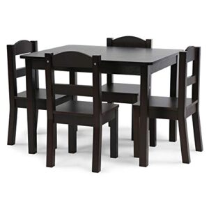 humble crew, espresso kids wood table and 4 chairs set, 5-piece