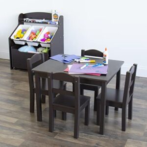 Humble Crew, Espresso Kids Wood Table and 4 Chairs Set, 5-Piece