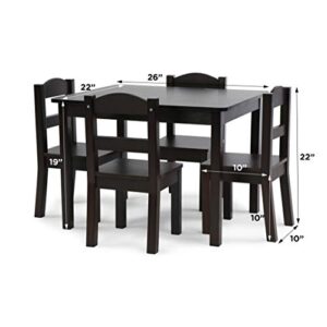 Humble Crew, Espresso Kids Wood Table and 4 Chairs Set, 5-Piece