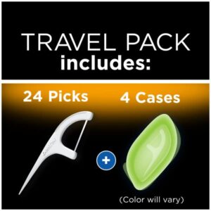 DenTek Floss Picks & Travel Case for On-the-Go, 4 Travel Cases with 6 Floss Picks Each, (Pack of 1)