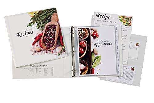 Avery Recipe Organizer Starter Kit, 8 Tab Dividers, 5 Recipe Card Protectors, 10 Sheet Protectors (19915)