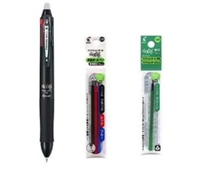 pilot frixion ball 4 click retractable 4 color gel ink erasable murti pen 0.5mm/ black body & each 4 color refills (black,blue,red,green) value set?with our shop original product description?