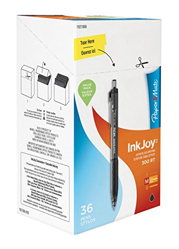 Paper Mate® InkJoy™ 300 RT Retractable Pens, Medium Point, 1.0 mm, Clear Barrel, Black Ink, Pack Of 36