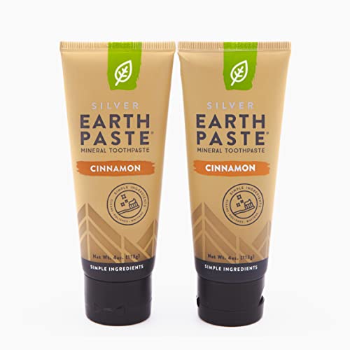 Redmond Earthpaste with Silver - Natural Non-Fluoride Toothpaste, 4 Ounce Tube (Cinnamon) (Cinnamon, 2 Pack)