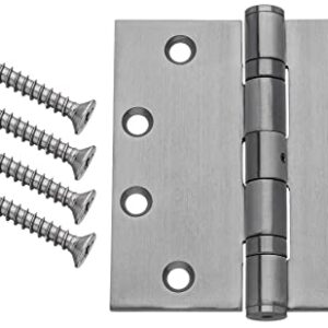 Dynasty Hardware Commercial Grade Ball Bearing Door Hinge 4-1/2 x 4-1/2 Full Mortise Stainless Steel, Non-Removable Pin - 3- PACK