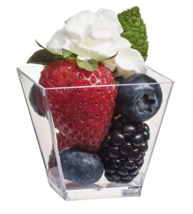 zappy 100 ct elegant square mini cube 2oz clear tasting sample shot glasses 100 ct dessert cups disposable plastic