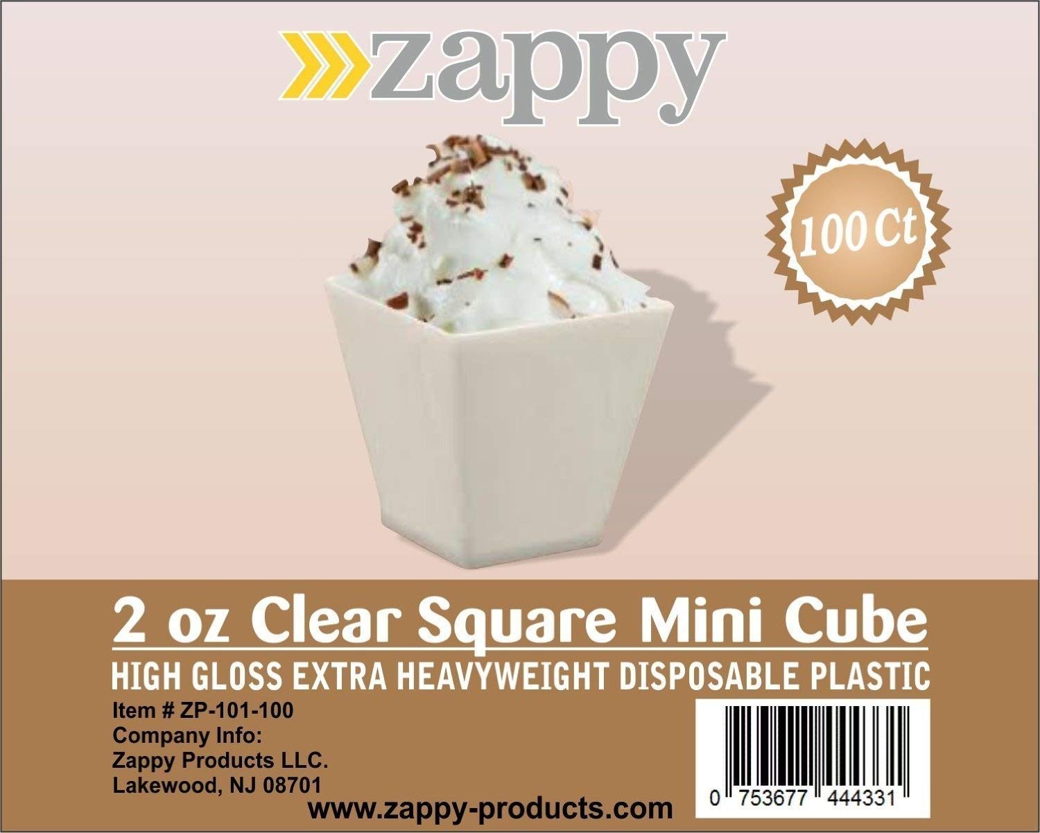 Zappy 100 Ct Elegant Square Mini Cube 2oz Clear Tasting Sample Shot Glasses 100 Ct Dessert Cups Disposable Plastic