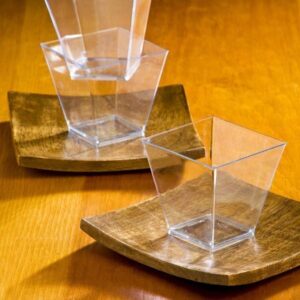 Zappy 100 Ct Elegant Square Mini Cube 2oz Clear Tasting Sample Shot Glasses 100 Ct Dessert Cups Disposable Plastic