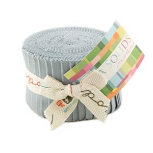 bella solids silver jr jelly roll (9900jjr 183) by moda house designer for moda