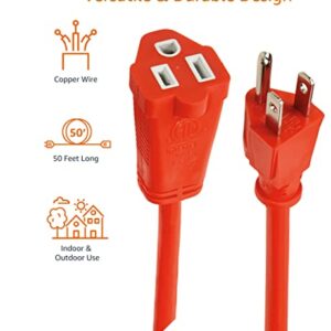 Amazon Basics 50-Foot 3-Prong Vinyl Indoor/Outdoor Extension Cord - 13 Amps, 1625 Watts, 125 VAC, Orange