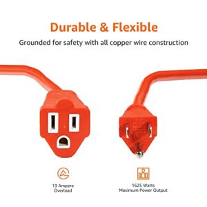 Amazon Basics 50-Foot 3-Prong Vinyl Indoor/Outdoor Extension Cord - 13 Amps, 1625 Watts, 125 VAC, Orange