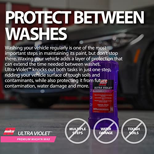 Malco Ultra Violet Premium Wash'n Wax – Best 2-In-1 Car Wash and Wax/Cleans and Provides A Durable, High-Gloss Shine in One Fast and Easy Step / 1 Gallon (107101)