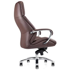 Zuri Furniture Gates Genuine Leather Aluminum Base High Back Executive Chair - Dark Brown