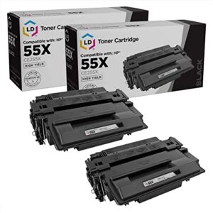 ld products compatible replacements for hp 55x 55a ce255x ce255a toner cartridge for laserjet p3015 p3015dn p3015x hp laserjet pro 500 mfp m521dn m521dw m521 m525 toner printer (hy black, 2-pack)