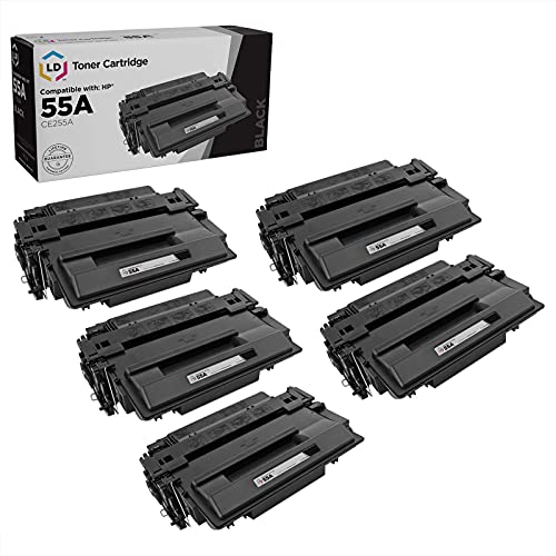 LD Products Compatible Replacements for HP 55A 55X CE255A CE255X Toner Cartridge for Laserjet P3015 P3015dn P3015x HP Laserjet Pro 500 MFP M521dn M521dw M521 M525 Toner Printer (SY Black, 5-Pack)