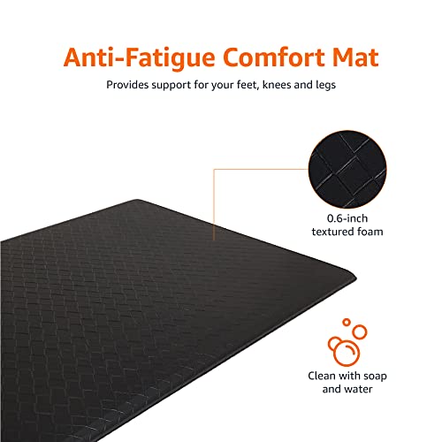 Amazon Basics Rectangular Anti Fatigue Standing Comfort Mat for Home and Office, 20 x 36 Inch, Black