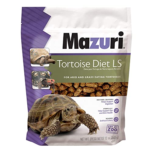 Mazuri | Tortoise LS Diet for African Spurred/Sulcata, Desert, Egyptian, Galapagos, Gopher, Greek, Leopard, Pancake, Radiated or Yellow-Footed tortoise, | 12 Ounce (12 OZ) Bag