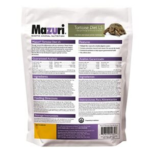 Mazuri | Tortoise LS Diet for African Spurred/Sulcata, Desert, Egyptian, Galapagos, Gopher, Greek, Leopard, Pancake, Radiated or Yellow-Footed tortoise, | 12 Ounce (12 OZ) Bag