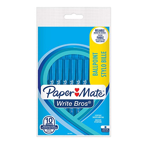 Paper Mate 3 Pk, Write Bros Ballpoint Pen, 10 Ct Per Pack/Total of 30 (Blue Ink)