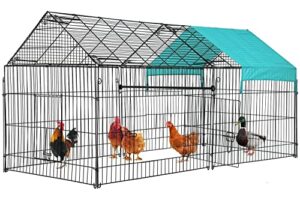 bestpet 87" x 41"large metal chicken coop run enclosure pen with waterproof cover outdoor backyard farm cage crate pet playpen exercise pen for rabbit duck hen