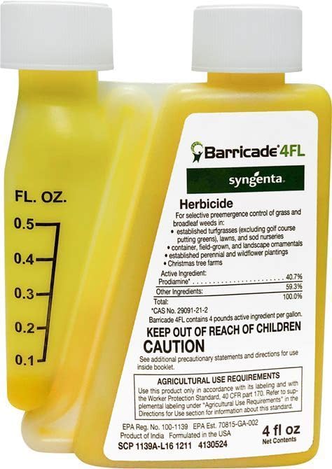 Barricade 4FL Herbicide Concentrate - Preemergent Weed Control - Long Lasting Broadleaf Weed Prevention for Lawns, Turf Grass, Ornamentals, and More, 4 Fl Oz