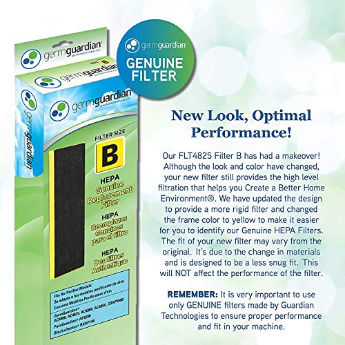 Germ Guardian AC4825 Air Purifier Bundle with FLT4825 True HEPA Replacement Filter, Quietly Filters Allergies, Pollen, Smoke, Dust, Pet Dander, Mold,Odors, UV Light Sanitizer Eliminates Germs, 22 in.