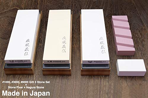 Yoshihiro Professional Grade Toishi Japanese Whetstone Knife Sharpener Water Stones (SET)