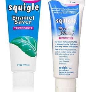 Squigle Enamel Saver Toothpaste (Canker Sore Prevention & Treatment) Prevents Cavities, Perioral Dermatitis, Bad Breath, Chapped Lips - 4 Pack