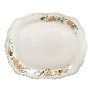 pfaltzgraff earthenware plymouth turkey platter, white, brown, 21 x 17 inches