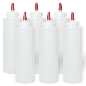 pinnacle mercantile plastic squeeze condiment bottles with red tip cap 16-ounce set of 6 wide mouth